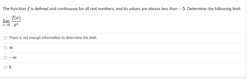 Solved The function f is defined and continuous for all real | Chegg.com