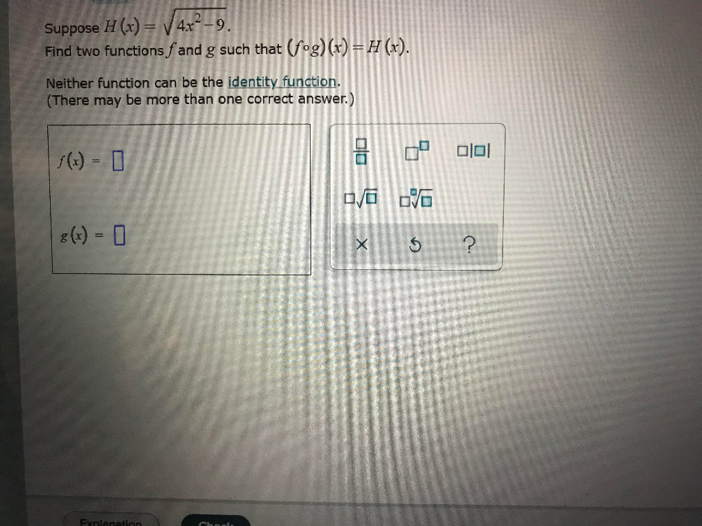Solved Suppose H(x) = V 4x Find two functions fand g such | Chegg.com