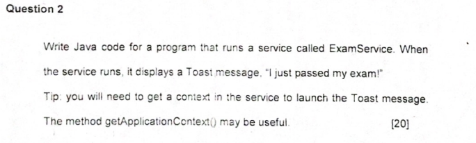 Solved Write Java code for a program that runs a service | Chegg.com