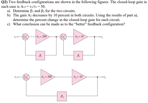 Solved (2) Two feedback configurations are shown in the | Chegg.com