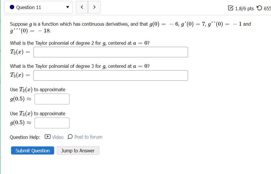 Solved Question 11 > 1.8/6 pts 659 = = - 1 and Suppose g | Chegg.com
