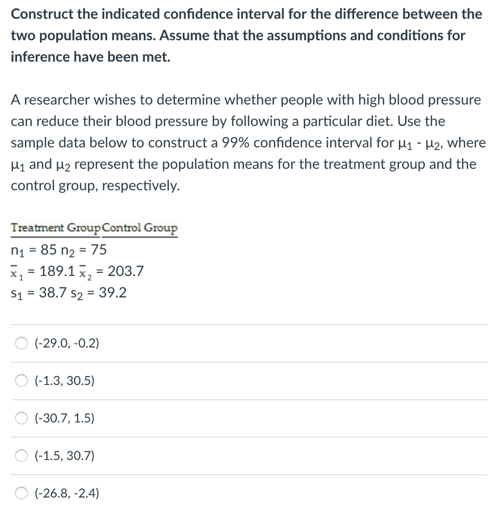 Solved Construct the indicated confidence interval for the | Chegg.com
