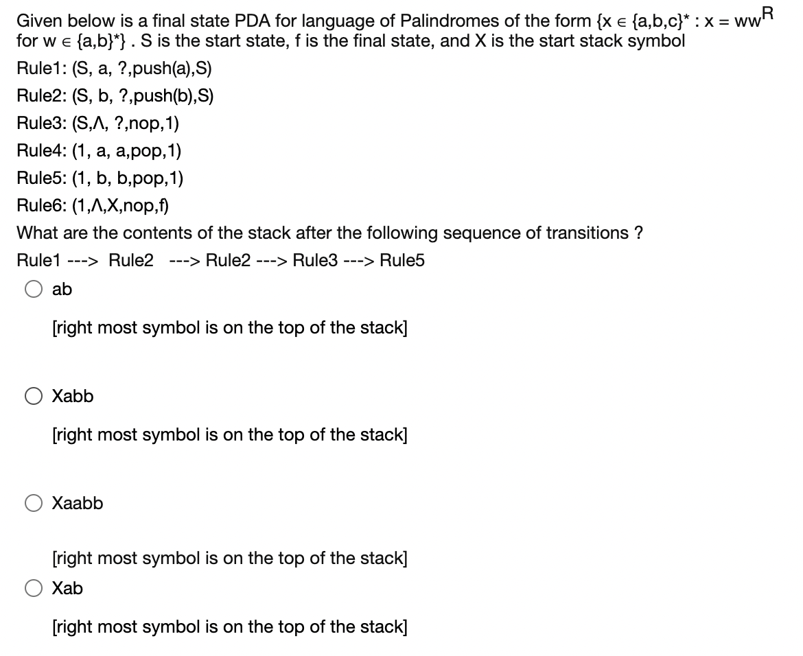 Solved Given below is a final state PDA for language of | Chegg.com
