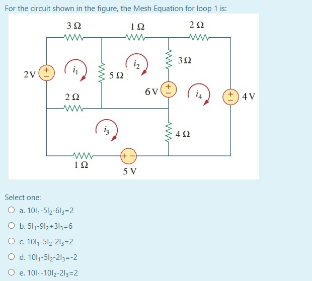 Solved For the circuit shown in the figure, the Mesh | Chegg.com