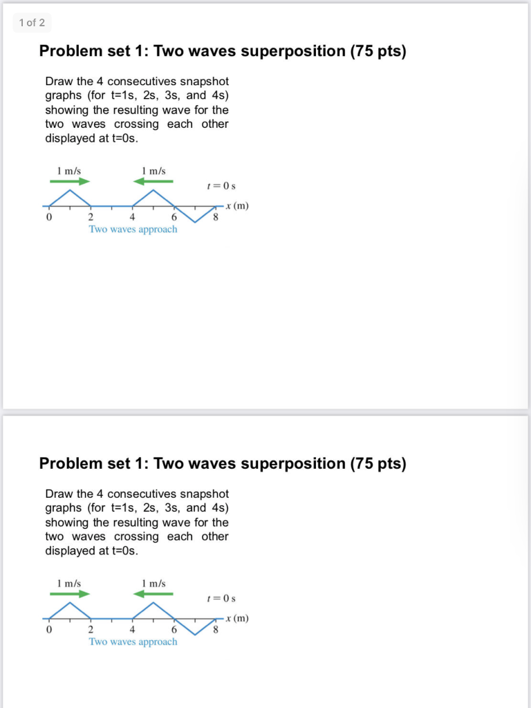 Solved 1 of 2 Problem set 1: Two waves superposition (75 | Chegg.com