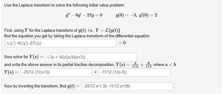 Solved Use the Laplace transform to solve the following | Chegg.com