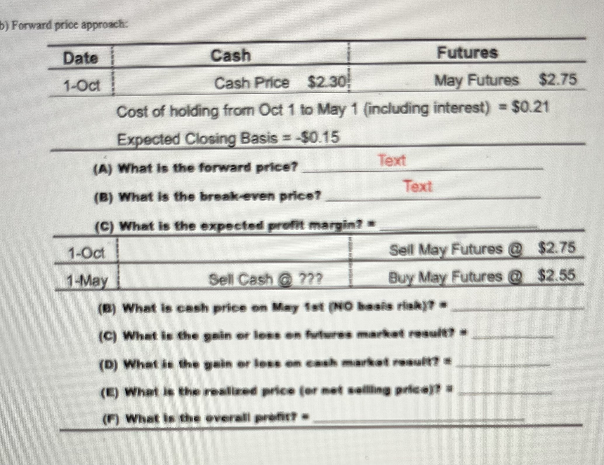 Solved b) Forward price approach: | Chegg.com