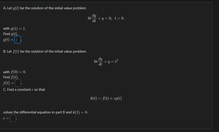 Solved A. Let g(t) be the solution of the initial value | Chegg.com