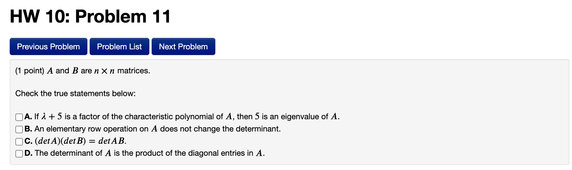 Solved HW 10: Problem 11 Previous Problem Problem List Next | Chegg.com