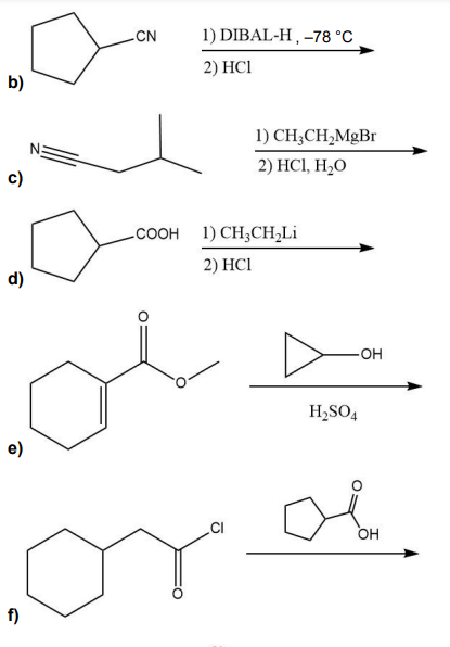 Solved 2. 0 o 1) exceso CH3MgBr 2) HCI a a) CN 1) DIBAL-H, | Chegg.com