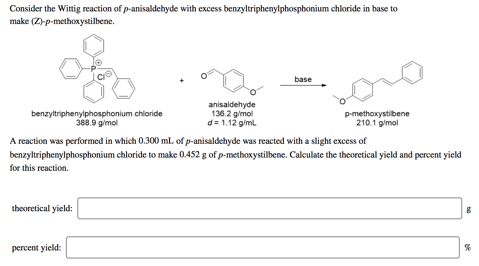 Solved Consider the Wittig reaction of p-anisaldehyde with | Chegg.com