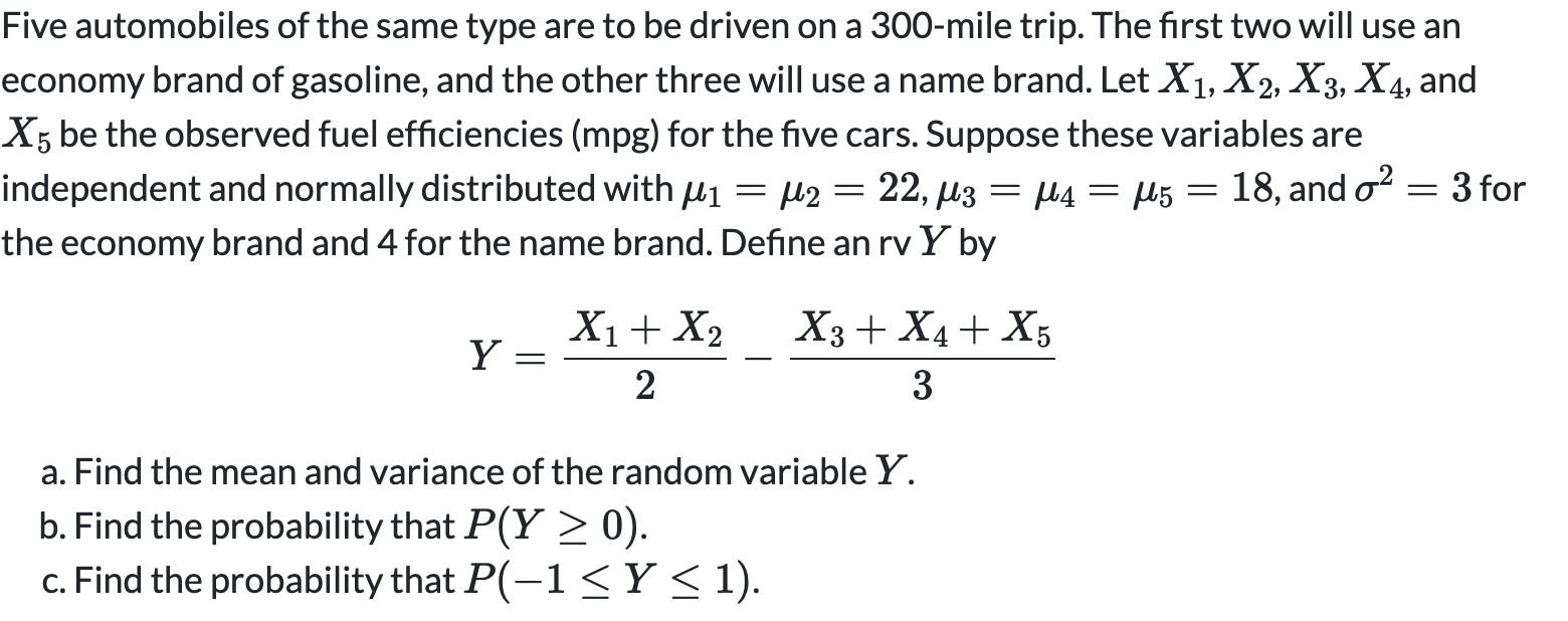 Solved Five automobiles of the same type are to be driven on | Chegg.com