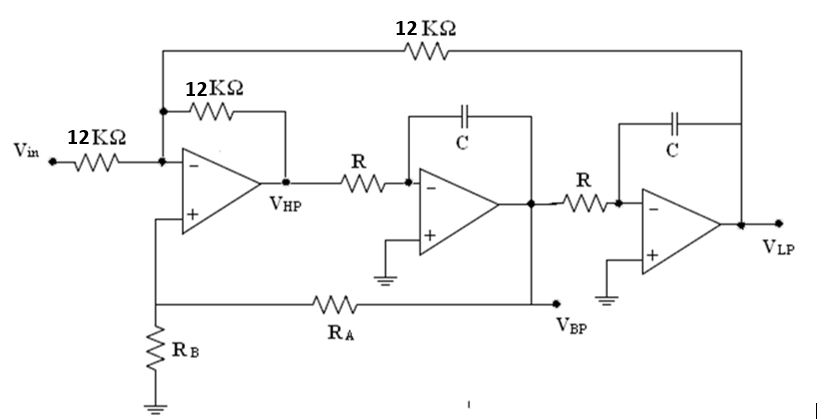 Solved The figure shows KHN filter (State variable filter), | Chegg.com