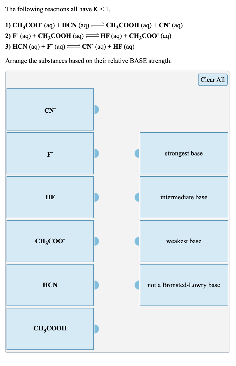 Solved The following reactions all have K