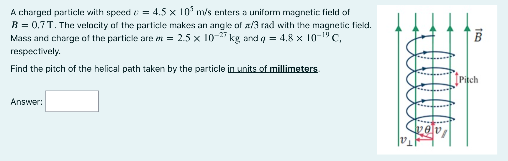 Solved A charged particle with speed v = 4.5 x 10 m/s enters | Chegg.com