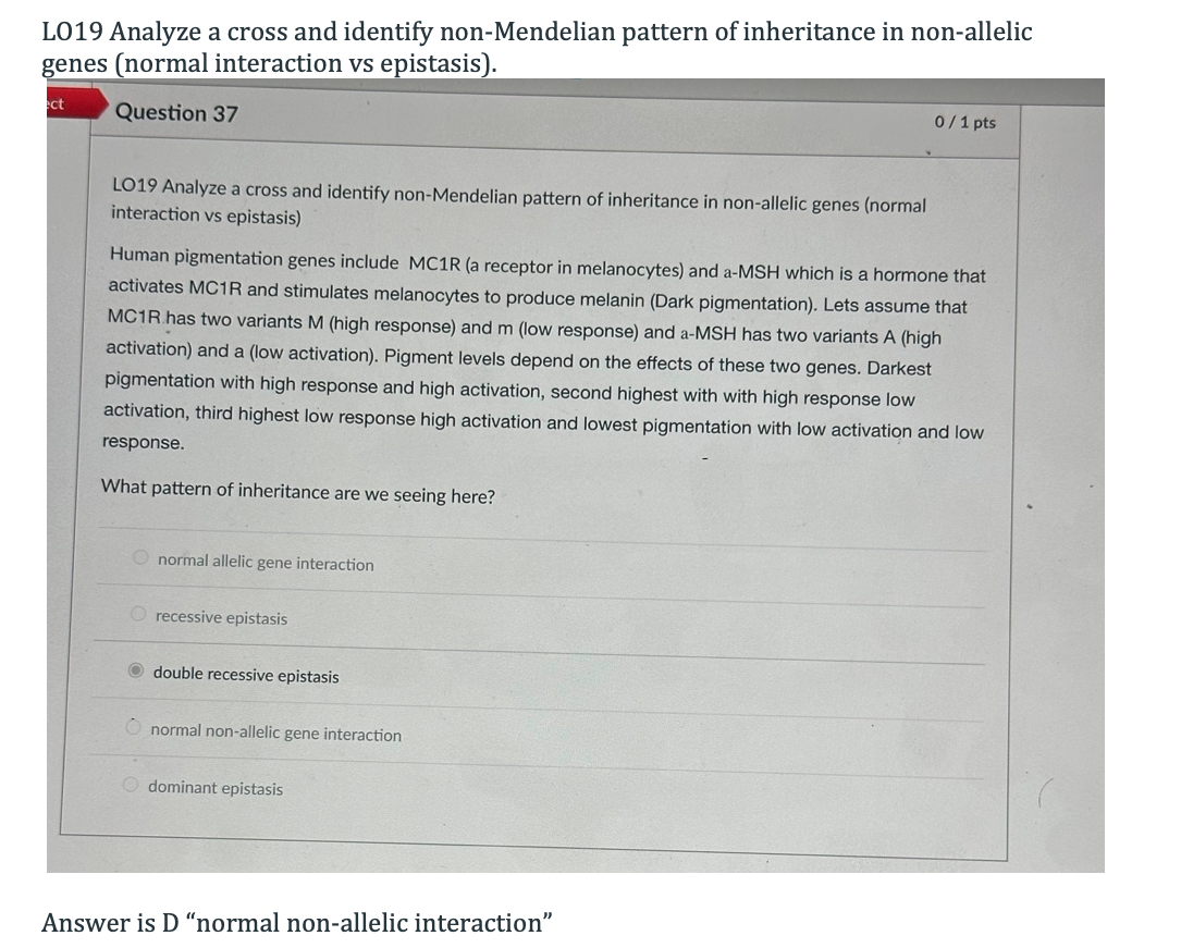 Solved L019 Analyze a cross and identify non-Mendelian | Chegg.com