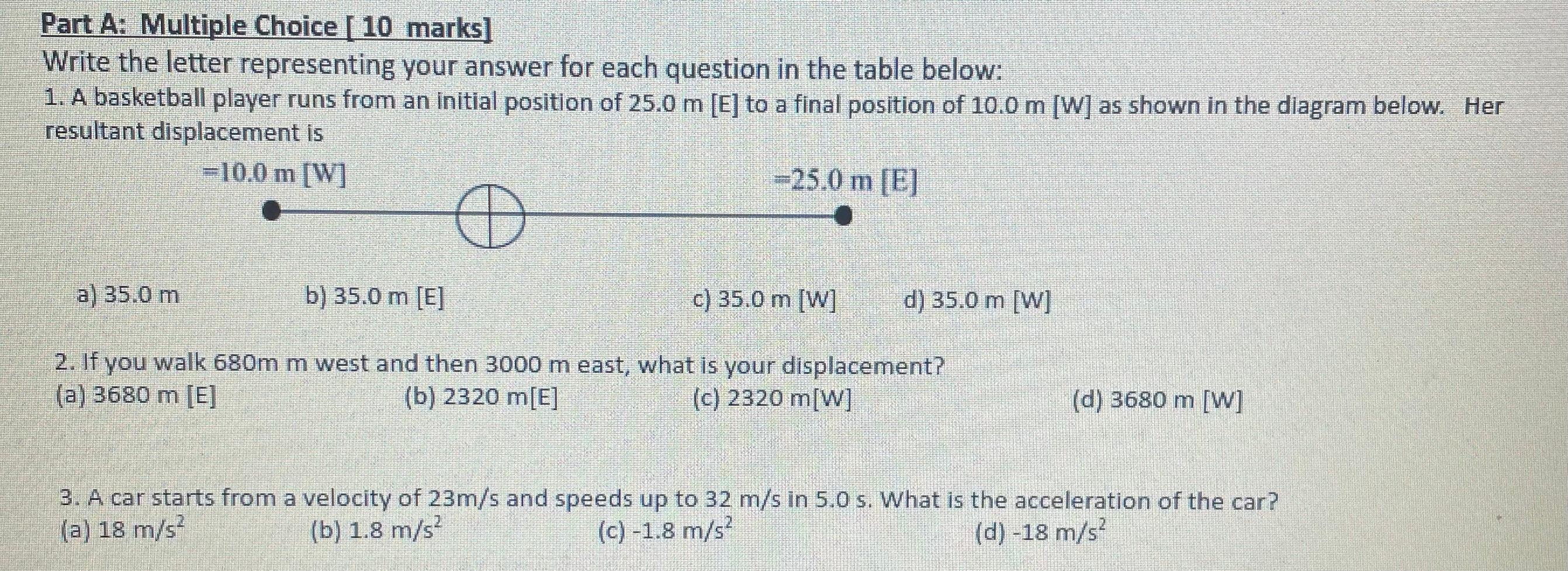 Solved Part A: Multiple Choice [ 10 marks] Write the letter | Chegg.com