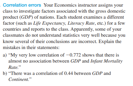 Solved Correlation errors Your Economics instructor assigns | Chegg.com