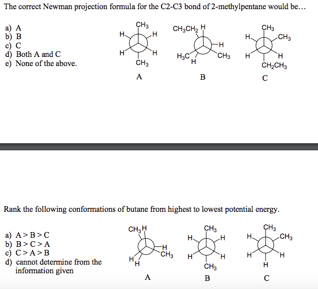 2 Methylpentane Newman Projection