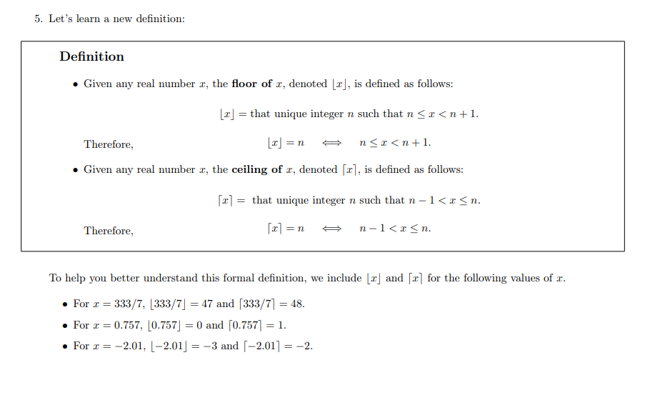 Solved 5. Let's learn a new definition: Definition - Given | Chegg.com