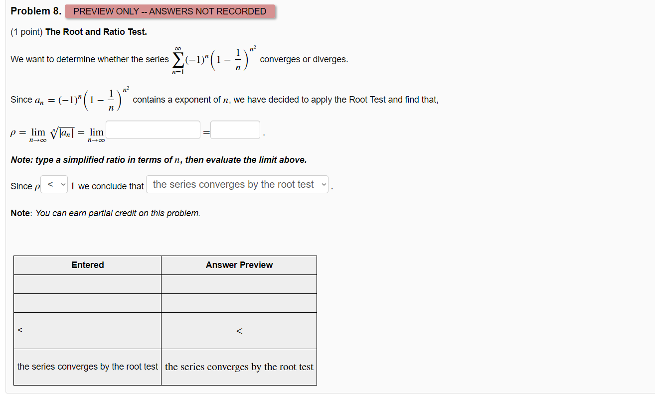 Solved Problem 8. PREVIEW ONLY -- ANSWERS NOT RECORDED (1 | Chegg.com