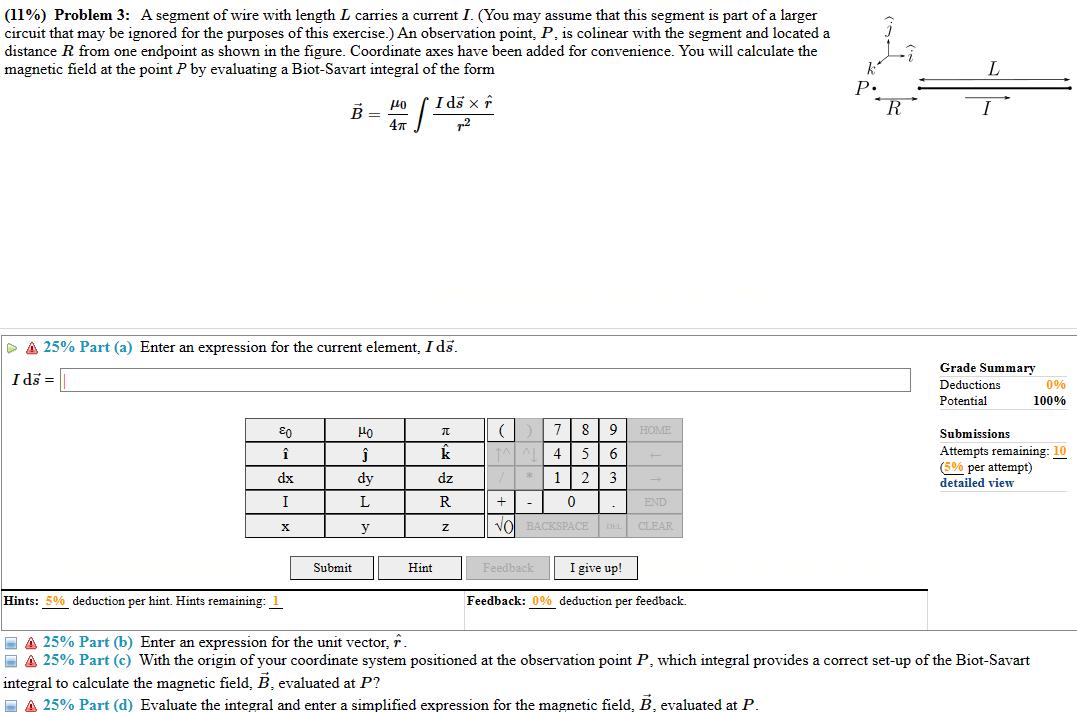 (11\%) Problem 3: A segment of wire with length L | Chegg.com