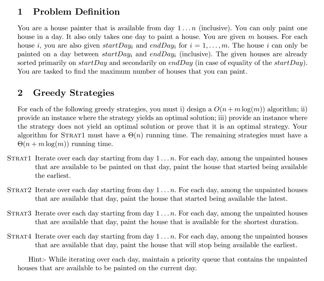 Solved 1 Problem Definition You Are A House Painter That Is Chegg
