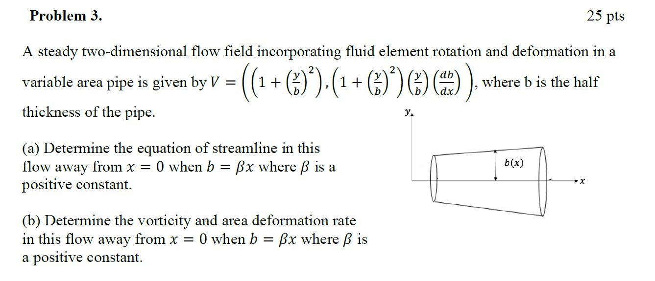 Solved Problem 3. 25 pts A steady two-dimensional flow field | Chegg.com