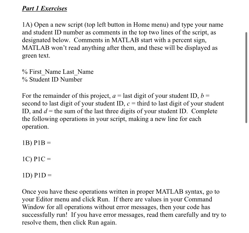 Solved Part 1 exercises1a open A New Script Top Left
