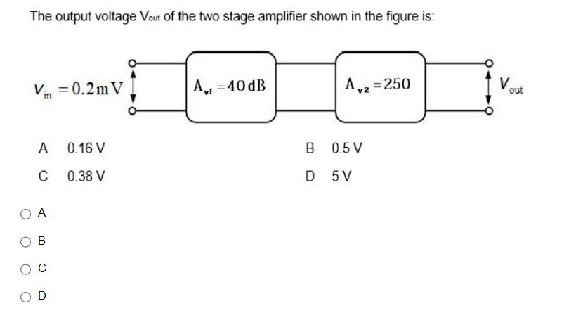 Solved The output voltage Vout of the two stage amplifier | Chegg.com