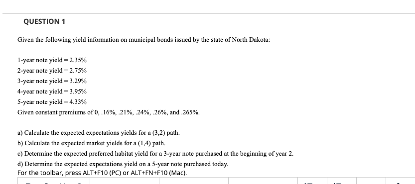 Solved Given the following yield information on municipal | Chegg.com