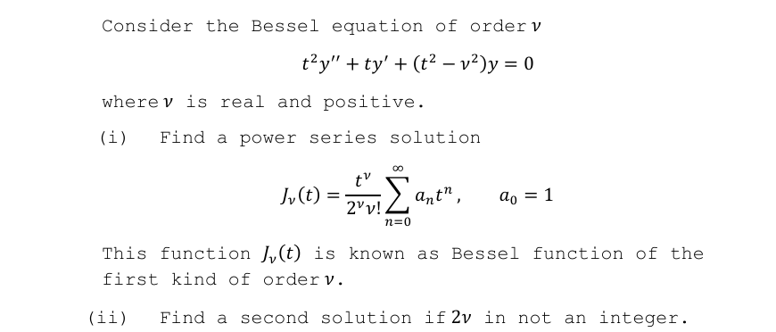 Solved Consider the Bessel equation of order | Chegg.com
