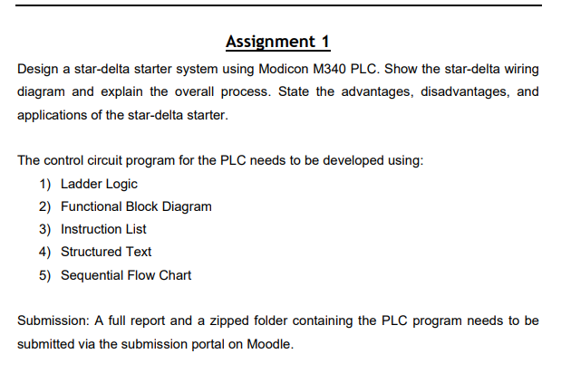 Solved Assignment 1 Design a star-delta starter system using | Chegg.com