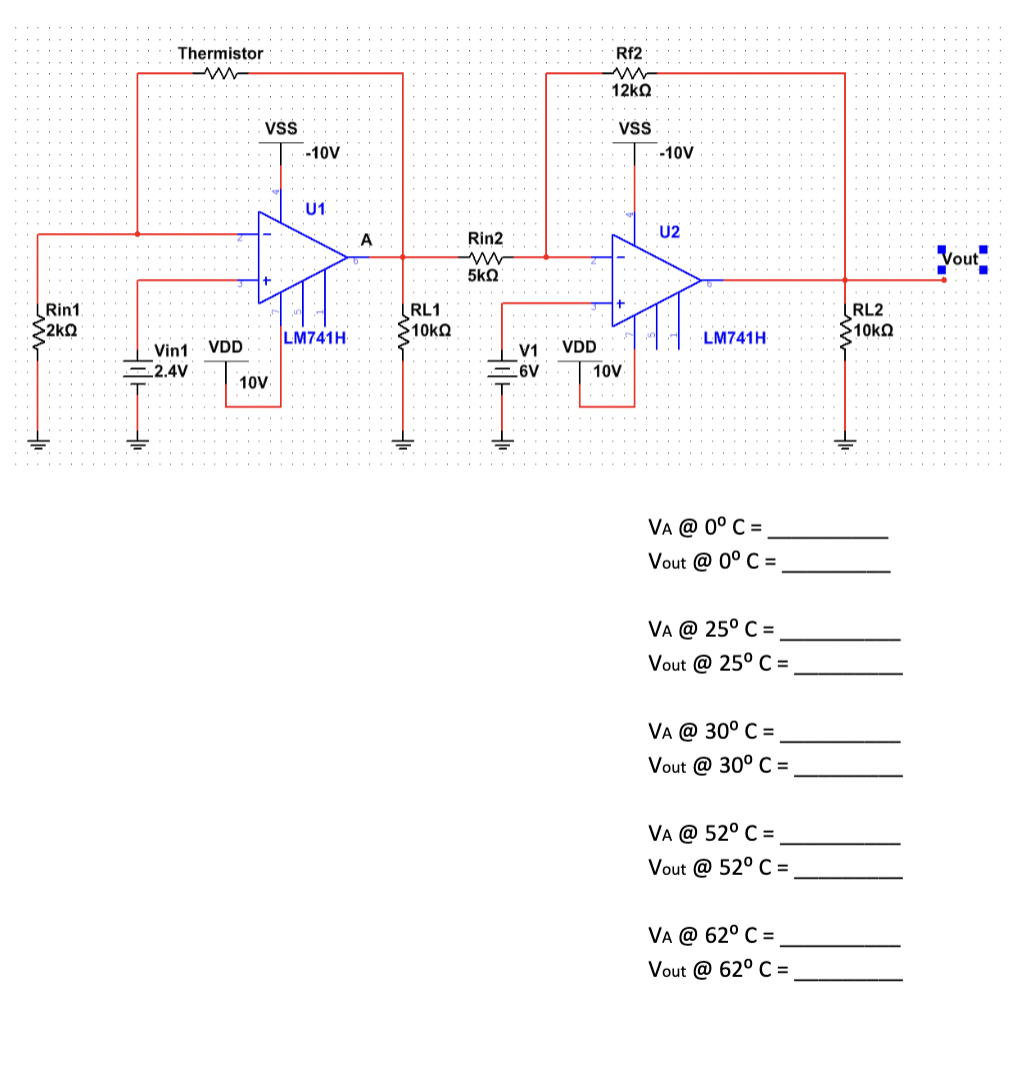 Solved For the below Thermistor circuit please provide | Chegg.com