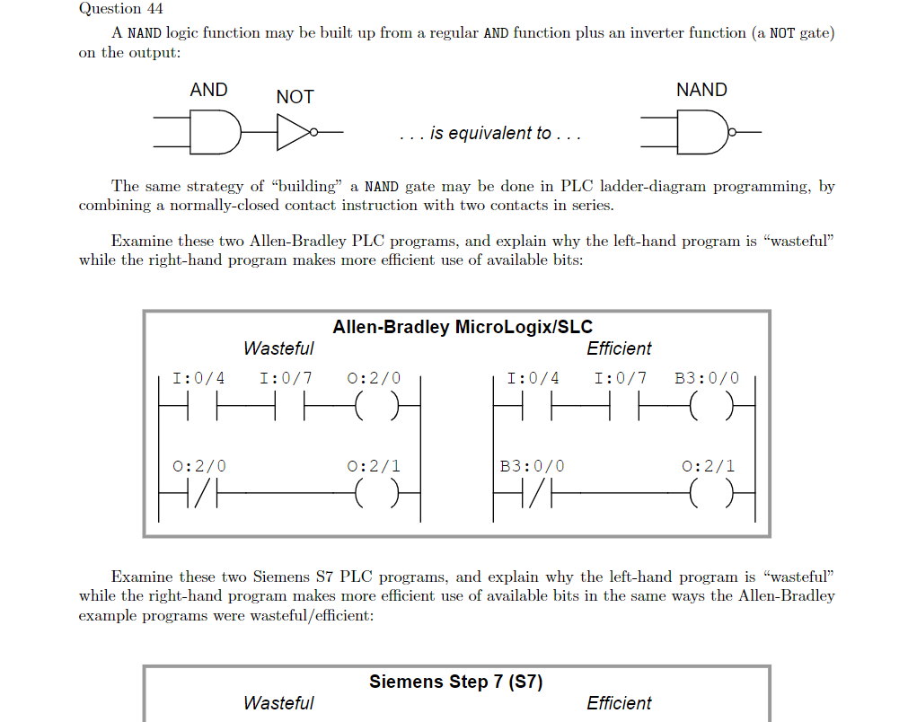 Question 44 A NAND logic function may be built up | Chegg.com