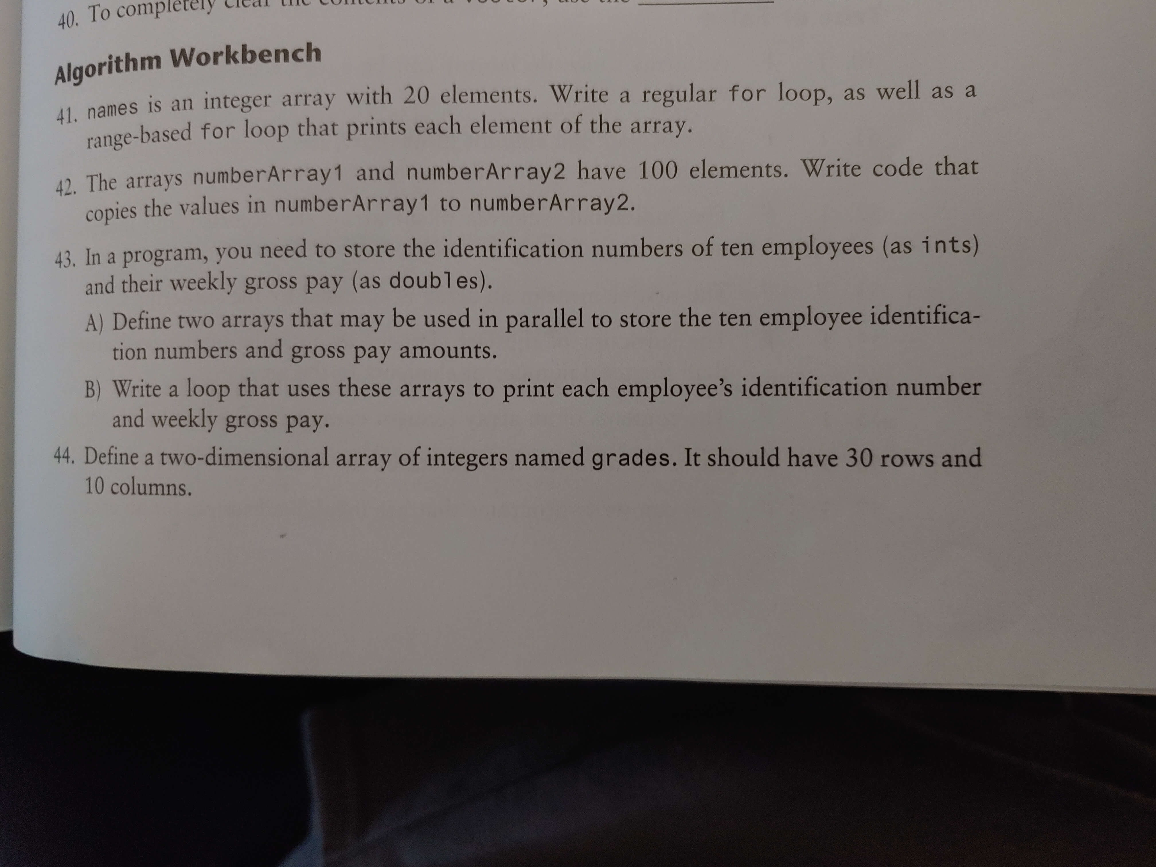 Solved 42. The arrays numberArray 1 and numberArray 2 have | Chegg.com