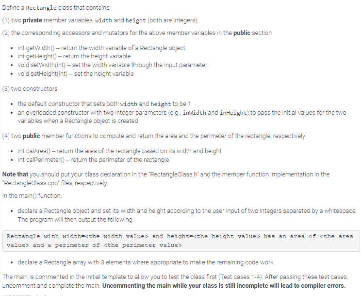 Define a Rectangle class that contains: (1) two | Chegg.com