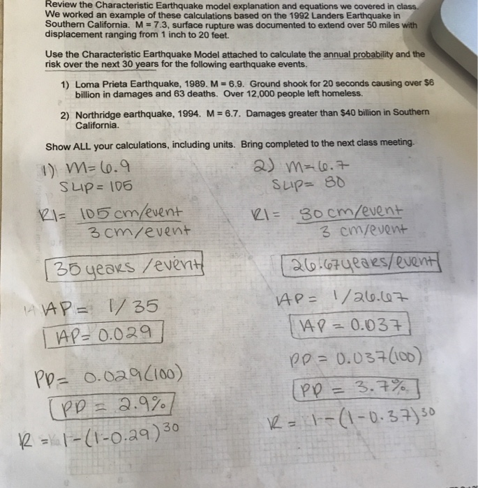 Review the Characteristic Earthquake model | Chegg.com