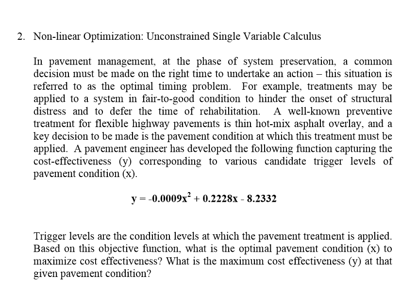 Solved 2. Non-linear Optimization: Unconstrained Single | Chegg.com