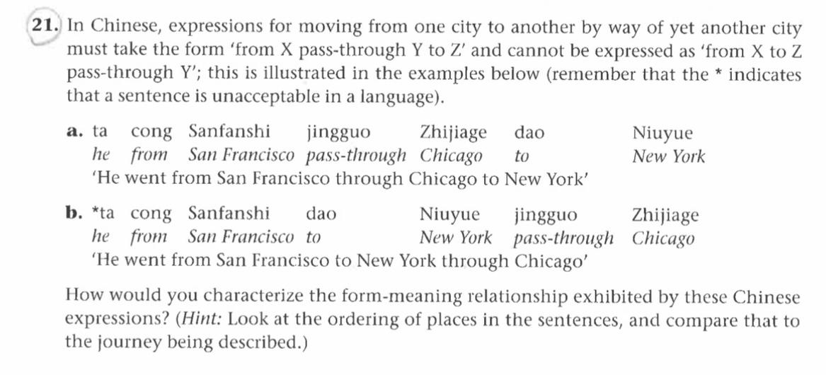 1. In Chinese, expressions for moving from one city | Chegg.com