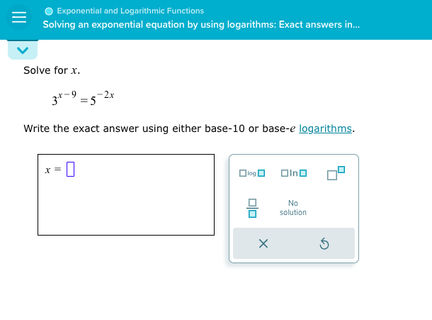 Solved Solve for x.3x-9=5-2xWrite the exact answer using | Chegg.com