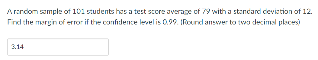 Solved A random sample of 101 students has a test score | Chegg.com