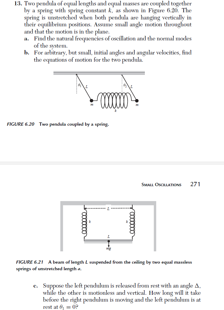 Two pendula of equal lengths and equal masses are | Chegg.com