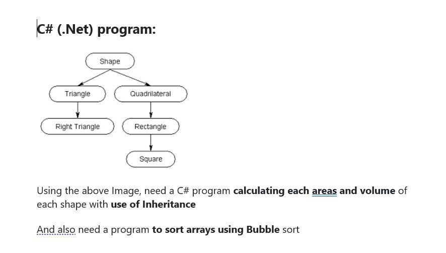 Solved C# (.Net) program: Shape Triangle Quadrilateral Right | Chegg.com