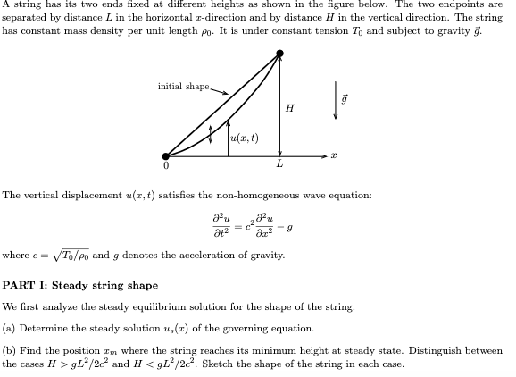 Solved A string has its two ends fixed at different heights | Chegg.com