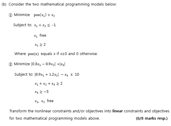 Consider the two mathematical programming models | Chegg.com
