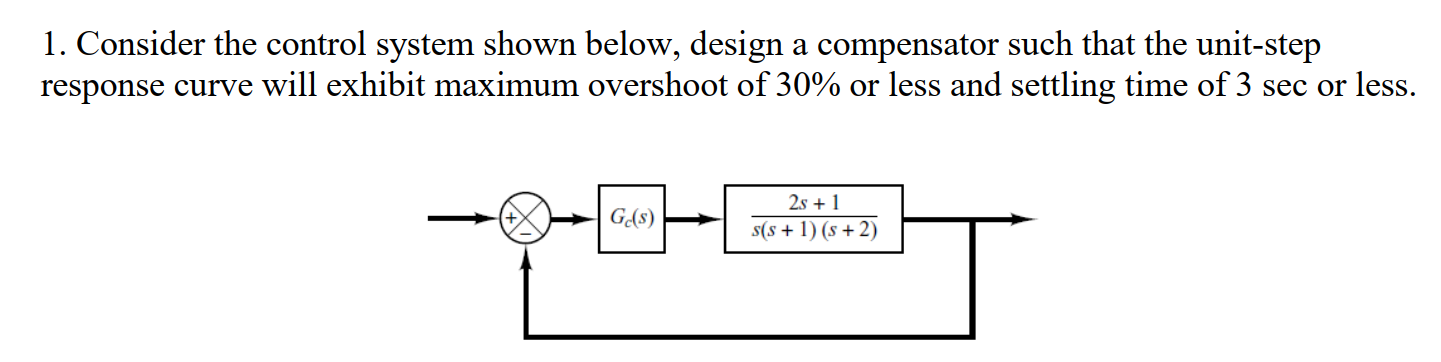 Solved Consider the control system shown below, design a | Chegg.com