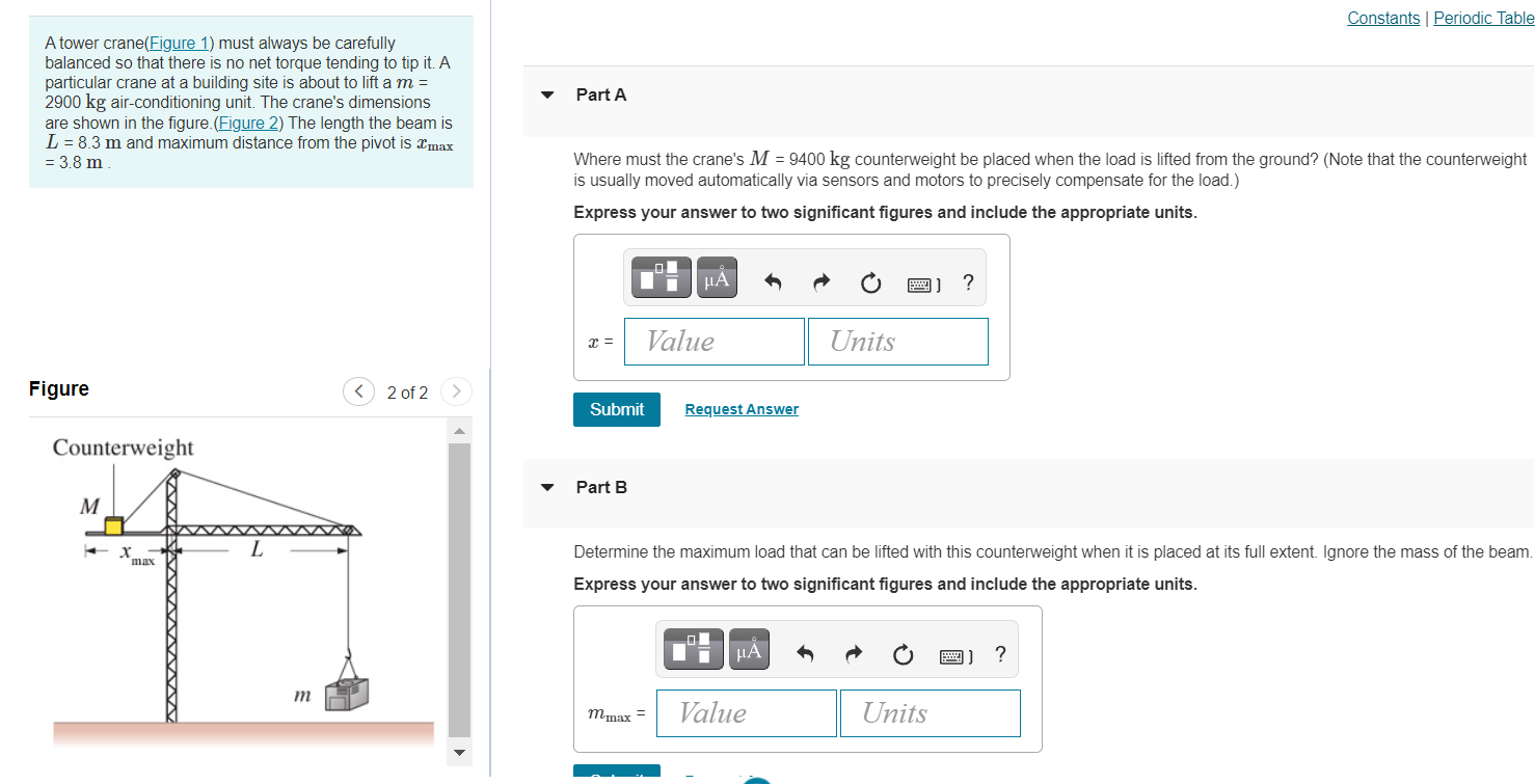 Solved Constants Periodic Table Part A A tower crane(Figure | Chegg.com