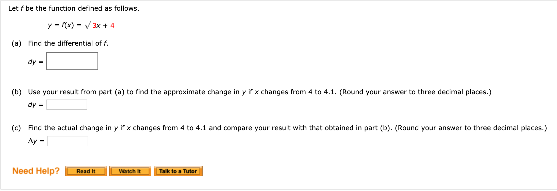 Solved Let f be the function defined as follows. y = f(x) = | Chegg.com