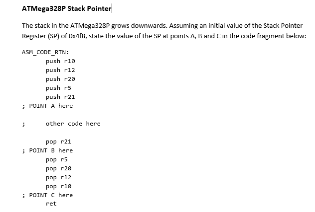 ATMega328P Stack Pointer The stack in the ATMega328P | Chegg.com